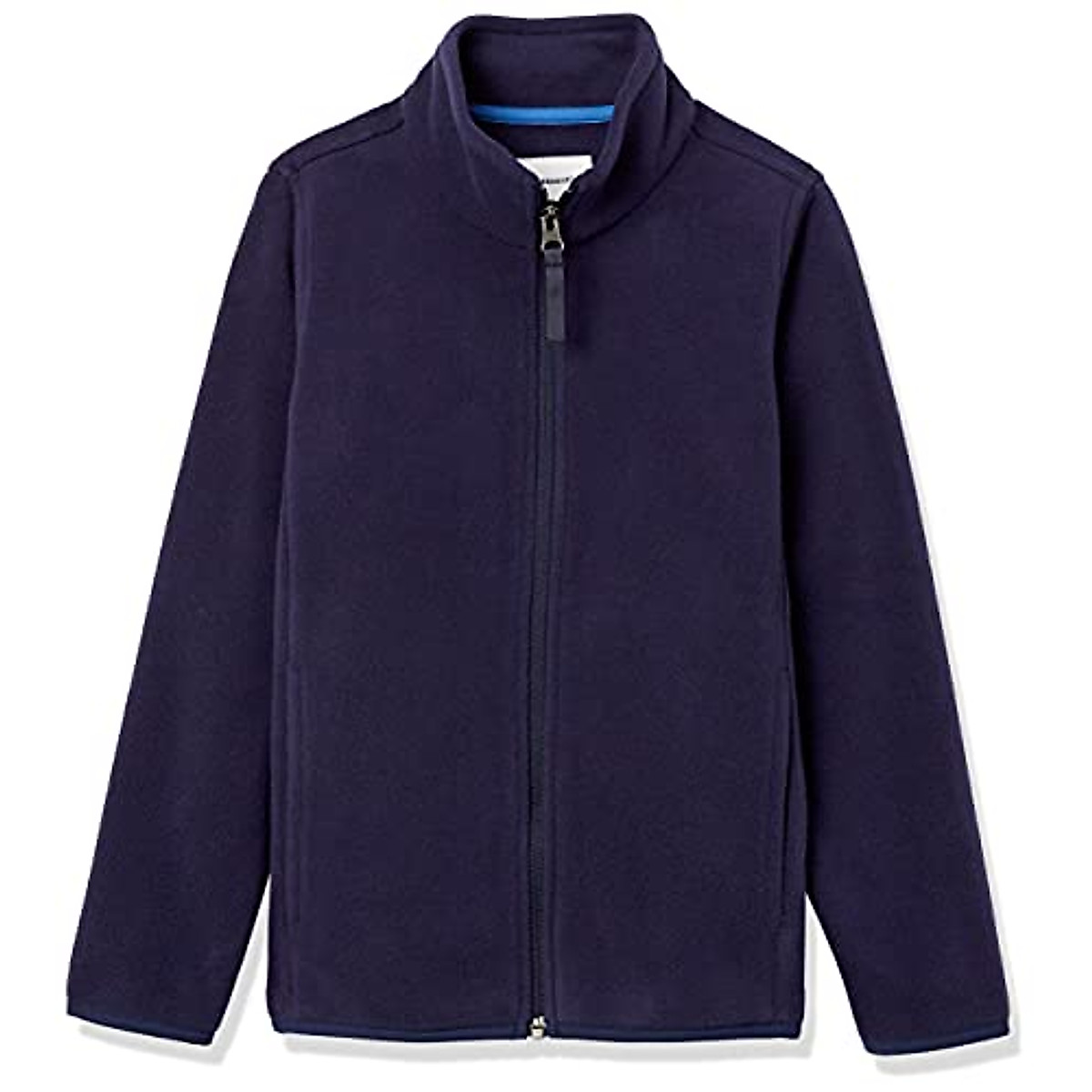 Amazon Essentials Boys' Polar Fleece Full-Zip Mock Jacket, Navy, Medium