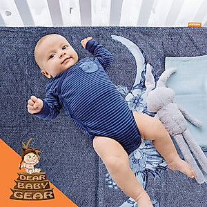 Dear Baby Gear Farm Deluxe Newborn Blanket - Double Layer Reversible, Milestone & Infant Gifts for Girls and Boys - Floral Highland Cow Denim Printed Blanket & Floral Smooth Fabric, 40 x 30 Inches