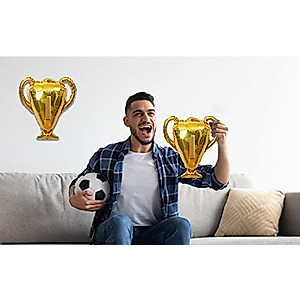 4 Pcs 28x25 inch Champion Trophy Aluminum Foil Balloon for Sport Basketball Football Anniversary Birthday Party Decor Supplies