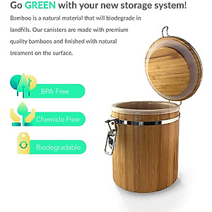 JapanBargain 4093, Airtight Bamboo Canister Kitchen Organizer Food Storage Container with Lid for Coffee Tea Sugar Candy Cereal 5.3X5.9 inch, Medium