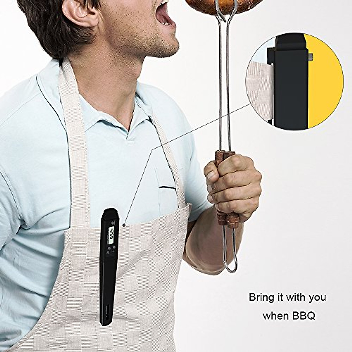 MASTER COOK Pocket Meat Thermometer Instant Read, Mini, Black