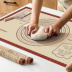 Silicone Baking Mat,26" x 16" Extra Thick Large Non Stick Sheet Mat with Measurement Non-slip Dough Rolling Mat,Reusable Food Grade Silicone Counter Mat for Making Cookies,Macarons,Bread and Pastry