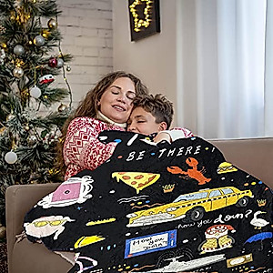 Friends Blanket,Friends TV Show Gifts,Friends TV Show Merchandise,Double Sided Print Throw Soft Warm Lightweight Blanket for Friends Fans Birthday Christmas,Home Living Room Decor Black 51"x59"