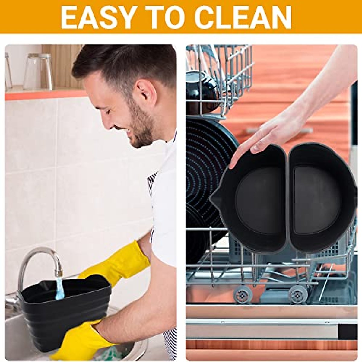 Slow Cooker Liners for Crockpot 6-Quart, Crock Pot Liners, Silicone Slow Cooker Liner for CrockPot, Slow Cooker Divider Insert, Reusable Slow Cooker Bags Liners fit 6 Qt Oval Liner or Round Pot (2 x black)