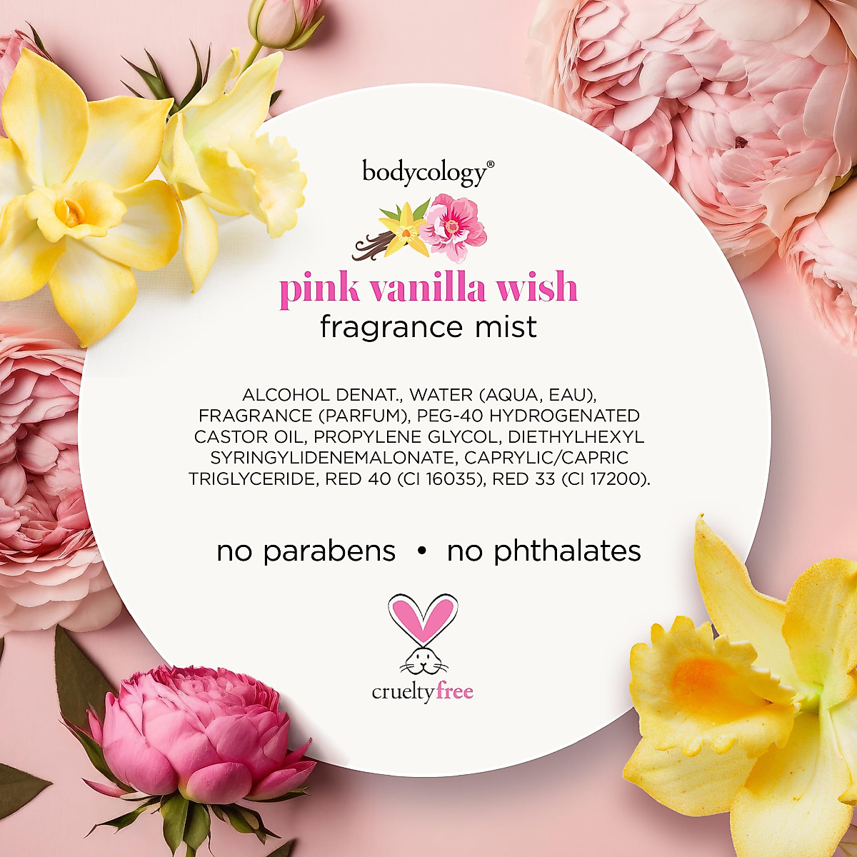 Bodycology Long-Lasting Fragrance Body Mist, Pink Vanilla Wish, 8 fl oz
