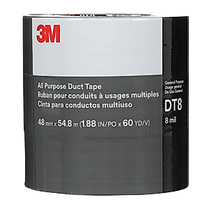 3M Duct Tape DT8, 3 Pack, Industrial Strength, Multi-Use, Silver, 1.88" x 60 yd, Professional Grade Adhesive