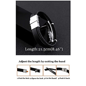 Personalized AA NA Sobriety Gifts for Women Men,Stainless Steel Leather Narcotics Alcoholics Anonymous Addiction Bracelets Bangle,Inspired One Day At A Time Sober Recovery Jewelry for Her Him