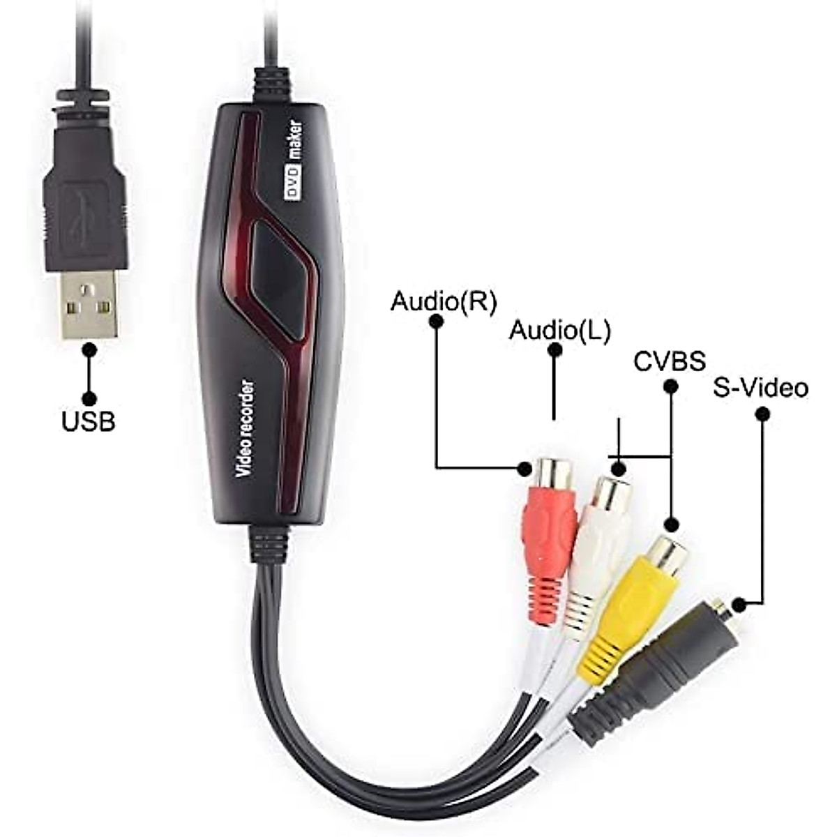 VHS to Digital Converter,Video Capture Card Device,VHS VCR Hi8 Mini DV to Mac Digital Converter,RCA to USB Video Converter for PC TV Tape Player Camcorder,MAC Windows Vista Compatible