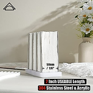 JQK Brushed Napkin Holder for Table, 304 Stainless Steel Arcylic Standing Napkin Dispenser for Kitchen Farmhouse Cocktail Picnic Bar Paper Mail Bills Restaurant Suitable for All Room Decors, NH100-WN