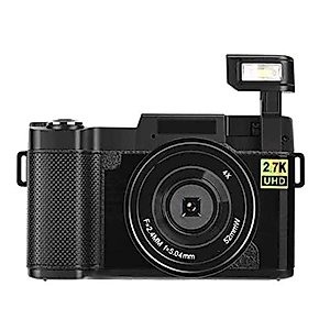 Camera Full HD 2.7K Digital Camera with Retractable Flash 3inch Photographic Camera 4X Zoom Professional EIS Video Cam for Digital Camera (Color : Black Standard)