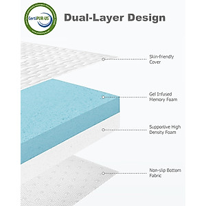 Slumbrae [Twin XL] Mattress Topper, 3" Mattress Topper Twin Extra Long, Memory Foam Mattress Topper Twin XL for College Dorm with Removable Cover and Straps, White