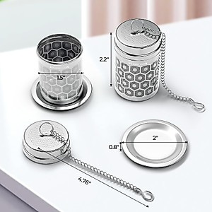 Reinmoson Tea Strainers for Loose Tea, Extra Fine Mesh Tea Infuser for Loose Leaf Tea, 304 Stainless Steel & Updated Slim Threaded Lid, Loose Leaf Tea Steeper for Black Tea, Rooibos, etc