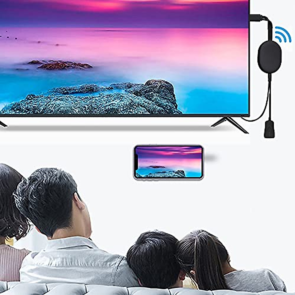 Pilarmuture Wireless Display Dongle Adapter,4K HD Wireless Display Adapter,Screen Mirroring Display Dongle,Wireless WiFi Portable Screen Mirroring Projector,Compatible with DLNA/Mirracast