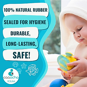 CaaOcho Pure Natural Rubber Bath Toy - La The Butterfly Fish Baby Toy - Hole Free Bath Toys, BPA Free Bath Toys for Infants, Without Holes Sealed Natural Rubber Baby Toy