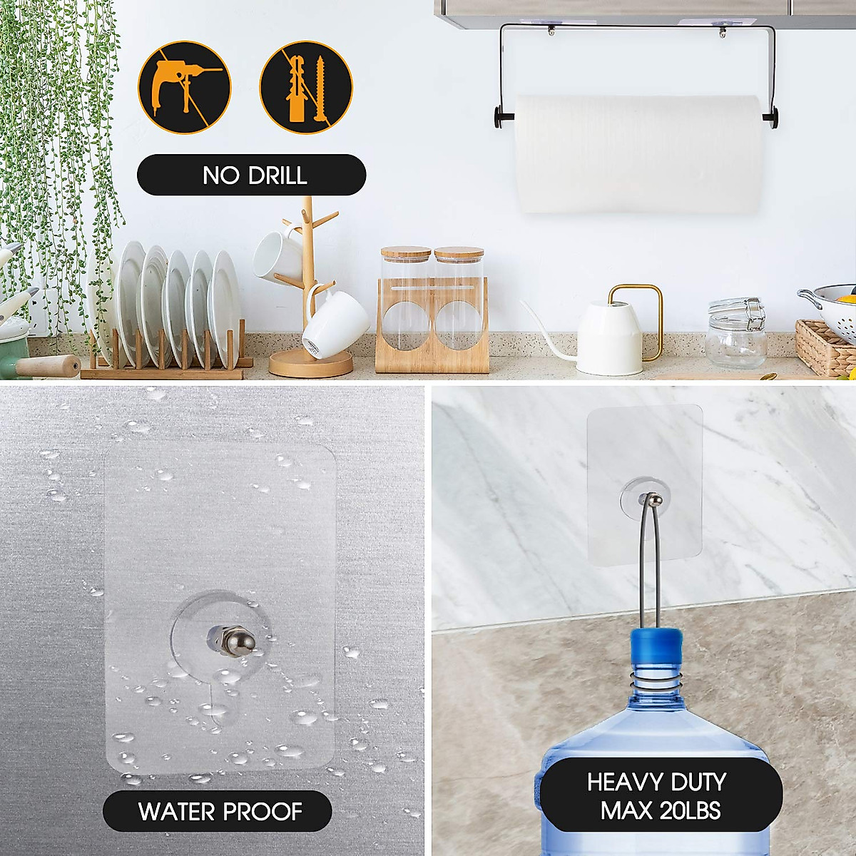 PHUNAYA Under Cabinet Paper Towel Holder Wall Mount for Home Kitchen,Stainless Steel for Large Rolls-Chrome