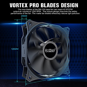 PCCOOLER 120mm Case Fans, DN120 120mm PC Fan 3 Pack Dark Night Series, High Performance Cooling PC Fan - Efficient Hydraulic Bearing - 1200 RPM Low Vibration, Computer Fans 120mm Fan for CPU Cooler