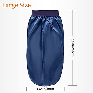 LIIBOT Long Silk-Satin Bonnet for Women - 2 PCS Large Night Cap for Curly Dreadlock Braid Hair (Black & Blue)