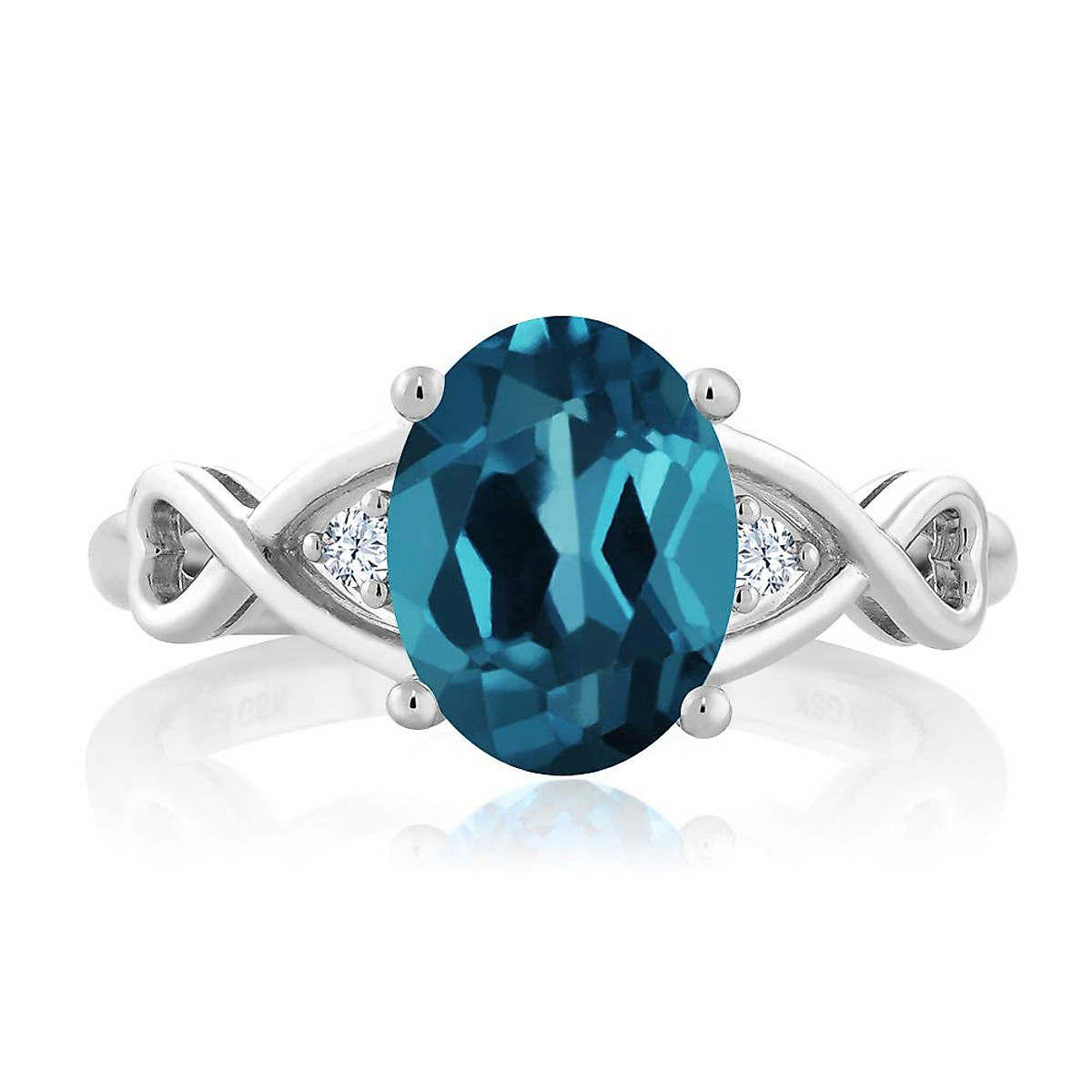 Gem Stone King 925 Sterling Silver London Blue Topaz Engagement Ring For Women (1.89 Cttw, Oval 9X7MM, Gemstone Birthstone, Available In Size 5, 6, 7, 8, 9)