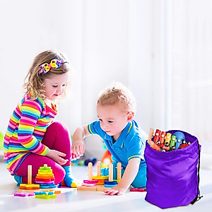 FEPITO 22 Pack Drawstring Bags String Backpack Bulk School Backpacks for Gym Traveling (Purple)