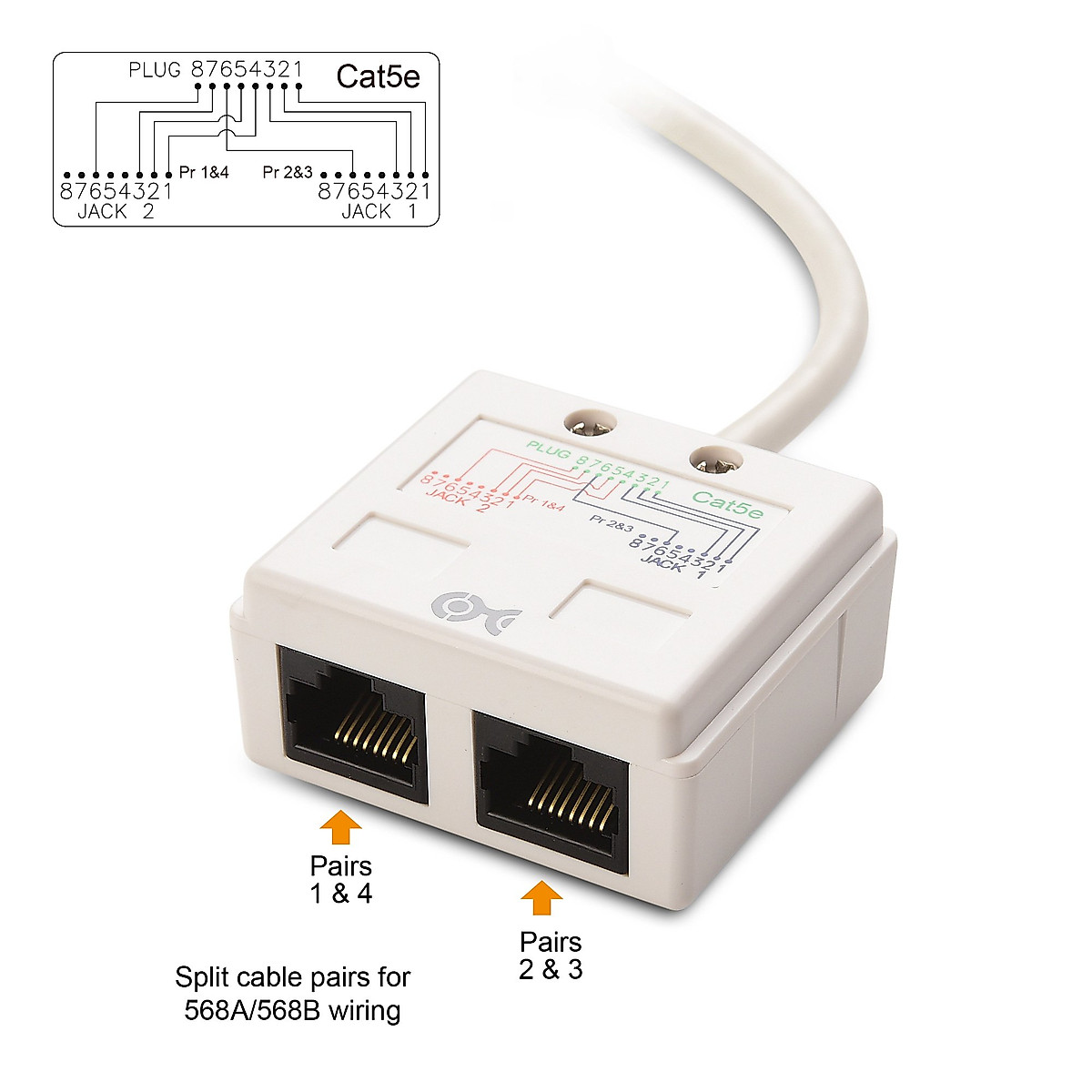 Cable Matters Ethernet Cable Share Kit in White up to 100 Mbps - Check The Connection Diagram Before Purchasing - This is NOT a Two-Pack - Must Be Used in a Pair
