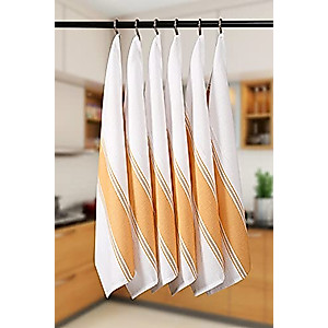 Light & Pro Waffle Stripe Kitchen Towel, 100% Cotton Quick Dry Tea Towels, Bar Towels, Highly Absorbent, Cleaning Towels, Kitchen Tea Towels, Pure Cotton, Absorbent Dish Cloth - 18x28 Inch - Mustard