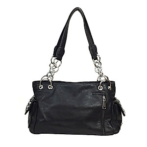 Zzfab Star Flower Concealed Carry Purse Rhinestone Western Handbag Black