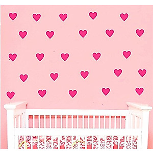 Set of 96 Pieces 2" Heart Wall Decor Sticker DIY Children's Wall Decor Decals Removable Vinyl Kids Room Baby Boys Grils Bedroom Wall Sticker YYU-19(Fuchsia Pink)