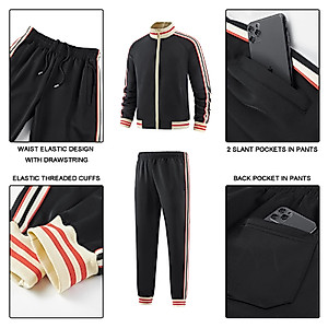 dioxoib Track Suits for Men Set 2 Piece Tracksuits Mens Sweatsuits Sets Jogging Two Piece Outfits Athletic Clothes Jogger Sweat Suits Running Sport leisure Clothing Black Ai-TZ001-L