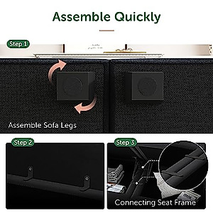 HONBAY Convertible Sectional Sofa Velvet U Shaped Couch with Reversible Chaise Modular Sectional Couch 6 Seater Sofa with Storage Seat, Black