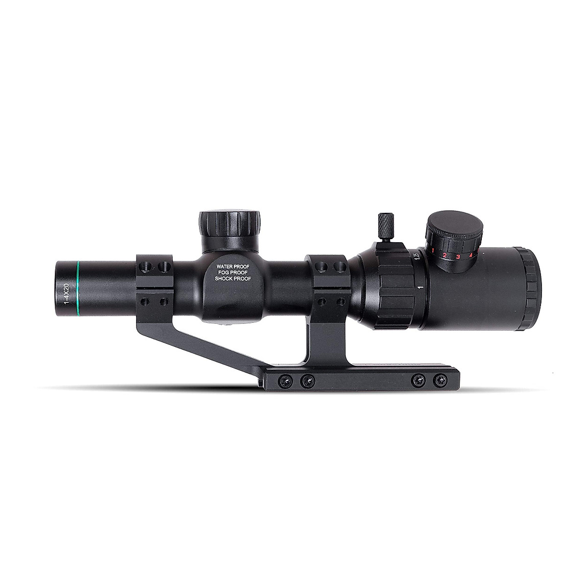 Monstrum 1-4x20 Rifle Scope with Rangefinder Reticle | ZR255 H-Series Offset Scope Mount | Bundle