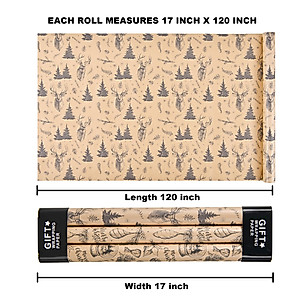 Titiweet Vintage Christmas Wrapping Paper Roll - Mini Roll 17" X 120" Kraft Christmas Wrapping Paper, 3 Rolls Aesthetic Christmas Wrapping Paper(Vintage Christmas)