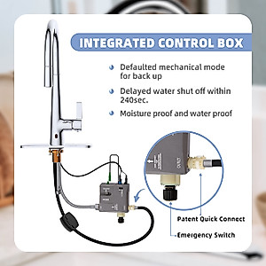 IMHOMII ‎E8305xxxxx Touchless Kitchen Faucet with Pull Down Sprayer, Motion Sensor Activated Smart Kitchen Sink Faucets,Hands Free Brass Kitchen Taps 360 Degree Swivel High Spout, Chrome