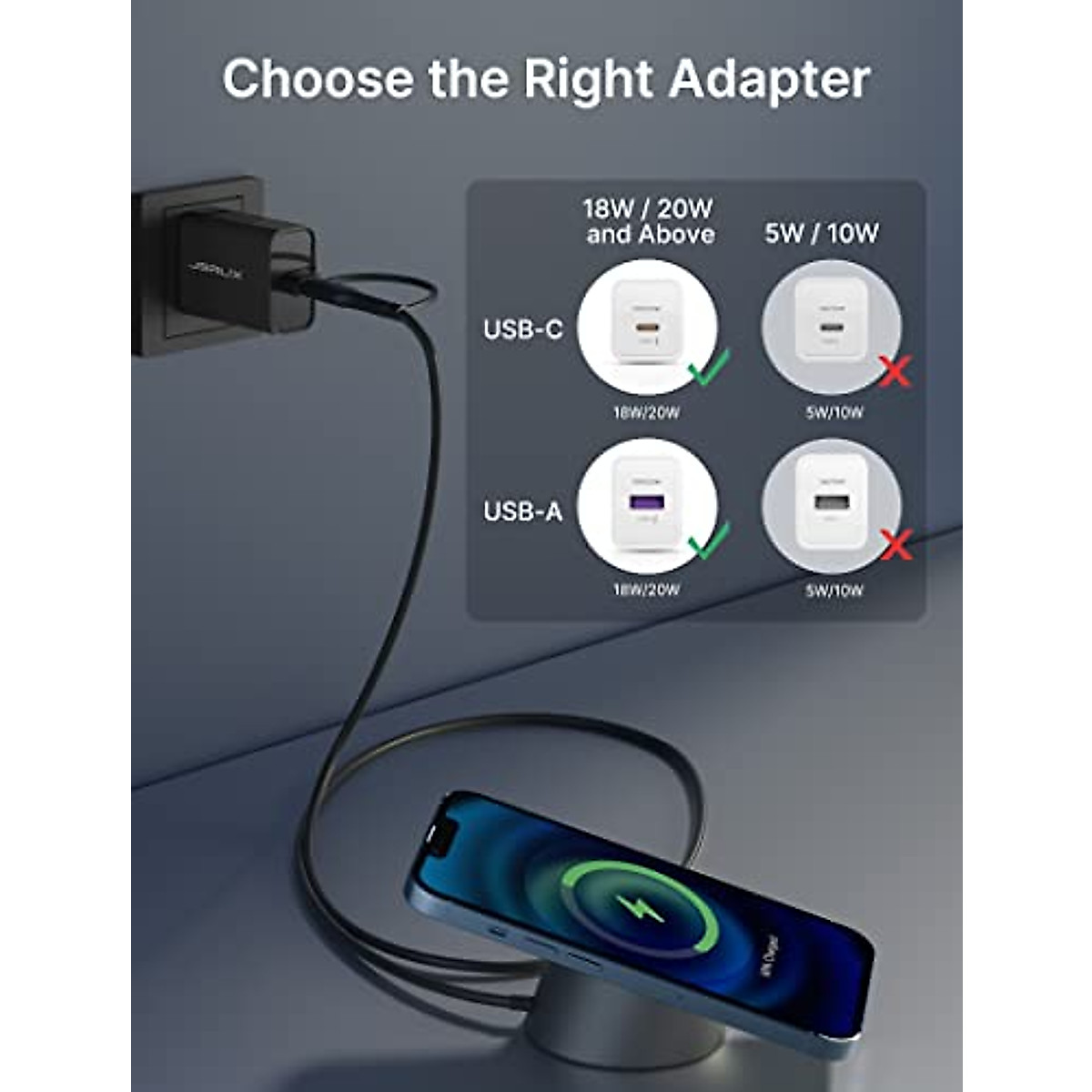 JSAUX Magnetic Wireless Charger Station Compatible with Mag-Safe Charger/iPhone 14/iPhone 14 Pro/iPhone 14 Plus/iPhone 14 Pro Max/iPhone 13/13 Pro/13 Pro Max/13 Mini/iPhone 12, Mag Charger Space Grey