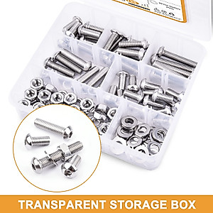 M8-1.25 x 16/20/25/30/40mm Button Head Socket Cap Screws VIGRUE 135PCS M8 Allen Hex Drive Screws Nuts Washers Assortment Kit 18-8 Stainless Steel 304, Bright Finish, Fully Threaded