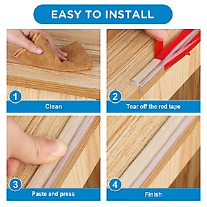 Baby Proofing, 0.6in Edge Protector Strip Clear, Thickened Silicone Soft Corner Protectors with Upgraded Pre-Taped Strong Adhesive, 6.6ft Edge Protectors for Sharp Corners of Cabinets, Tables, Drawers
