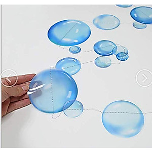 4 Strings Flat Under the Sea Blue Bubble Garlands for Little Mermaid Party Decorations transparent Floating Hanging Bubbles Streamer Pool Ocean Kids Birthday Baby Shower Bday Wedding Baby Shower Decor