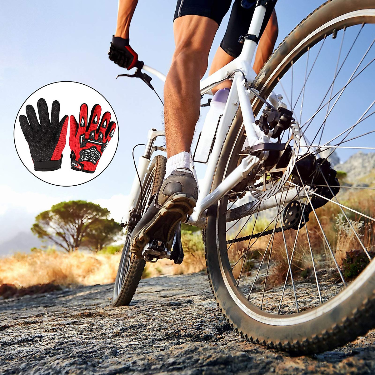 Frienda Motorcycle Gloves Power Sports Racing Gloves Riding Dirty Bike Gloves Winter Cycling Gloves for Riding Cycling Hiking Outdoor Sports(Red,7.09 x 3.55 Inches)