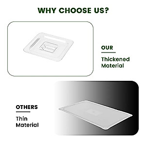 FSUON 6-Pack 1/6 Size Polycarbonate Universal Handled Food Pan Lid, Clear