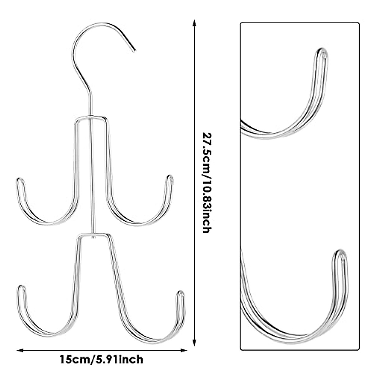 2 Pack Purse Hanger for Closet, Hanging Handbag Holder Closet Organizer Stackable Purse Storage Hook, Metal Scarves Backpack Rack Space Saving Hanger