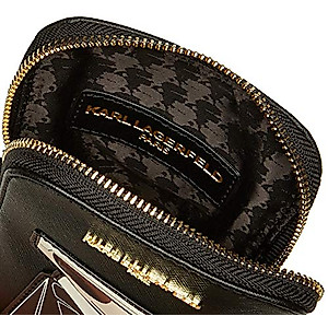 Karl Lagerfeld Paris Small Flap Crossbody, Black/Black Multi