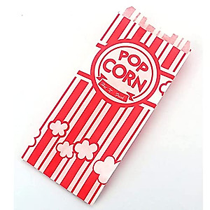 Bekith 200 Piece Paper Popcorn Bags for Movie Party and Theater Night, Single Serving 1oz Paper Sleeves in Nostalgic Red/White Design