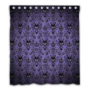Gdcover Happy Halloween Haunted Mansion Design Waterproof Shower Curtain Fabric for Home Bathroom Decor 66x72 Inches