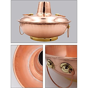 Chafing Dishes Red Copper Thickened Hot Pot, Gas Copper Hot Pot, Hot Pot Chicken Bullfrog Copper Pot for Household and Commercial Use (Color : Brass, Size : 26cm)