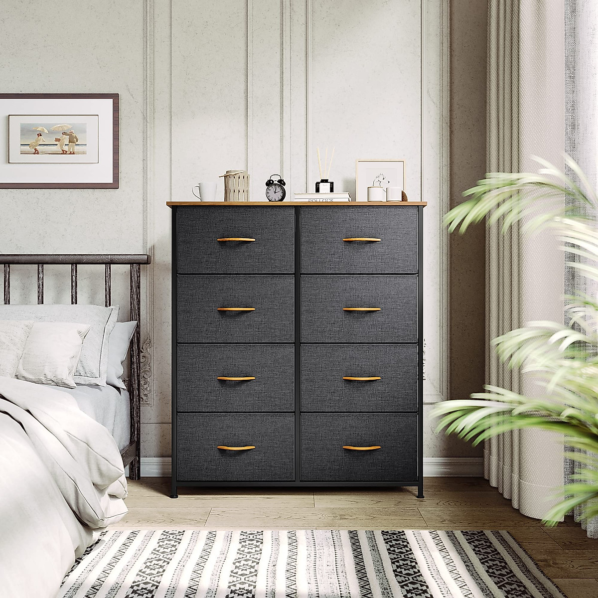 YITAHOME Dresser with 8 Drawers - Fabric Storage Tower, Organizer Unit for Bedroom, Living Room, Hallway, Closets & Nursery - Sturdy Steel Frame, Wooden Top & Easy Pull Fabric Bins