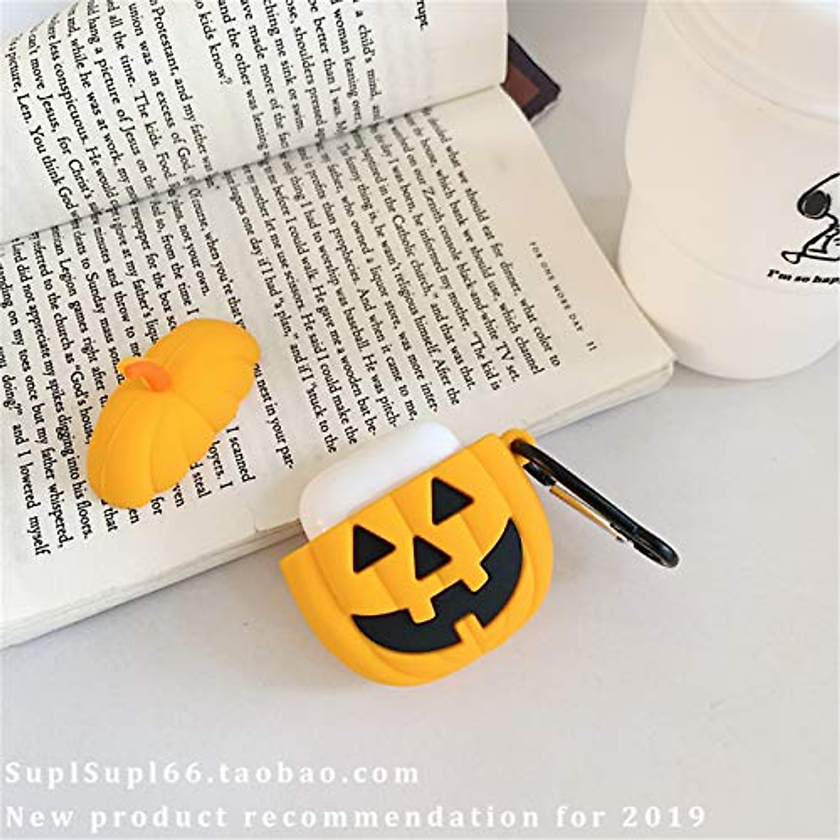 Jowhep Case for AirPod Pro 2019/Pro 2 Gen 2022 Cartoon Cute Silicone Cover with Keychain Funny Food Shockproof Soft Protective Skin for Air Pods Pro Girls Kids Shell Fun Cases for AirPods Pro Pumpkin