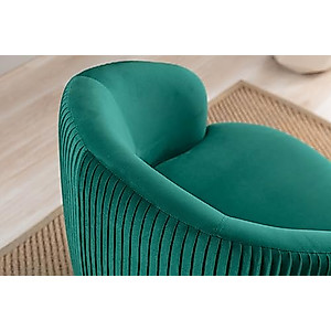 INMOZATA Swivel Chair,Velvet Fabric Barrel Chair for Small Space,Modern Accent Chairs for Living Room,Green