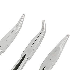 Amarine Made Long Needle Nose Pliers Set 11-inch Pliers 5-piece Set Nipper Bent Nose, Duckbill Pliers,End Cutting, Diagonal, Plug Cable Puller Reach Flat,45,90 Degree Angle, Straight,Curved Pliers