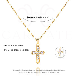 CARITATE Gold Cross Necklace For Women Girls Trendy, Cubic Zirconia Gothic Cross Jewelry Gifts For Teen Girls, Dainty Diamond Cross Necklace For Women