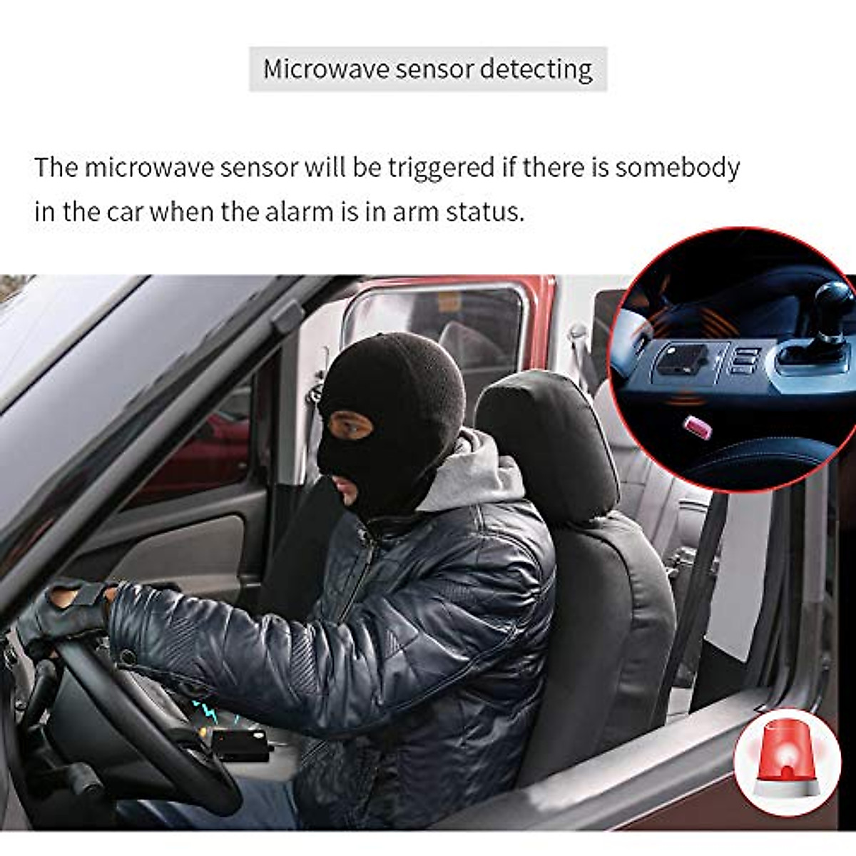 EASYGUARD EC202 2 Way car Alarm System with LCD Pager Display Remote Engine Start & Microwave Sensor DC12V