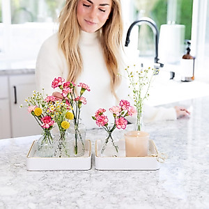 ZHEM Nightstand Organizer Perfume Tray | Small Valet Tray Key Bowl for Entryway Table | Bedside Table Organizer Dresser Catch All Tray| Decorative Leather Catchall Tray | Bedside Organizer -White